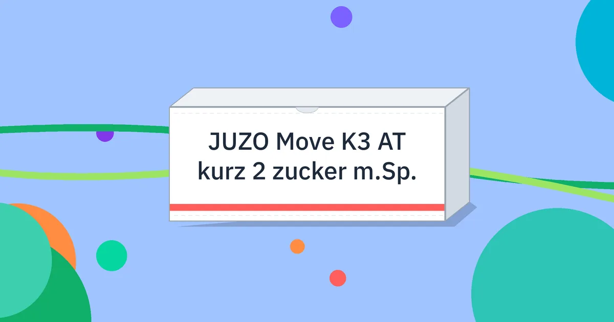 Symbolbild: Packung mit der Aufschrift JUZO Move K3 AT kurz 2 zucker m.Sp. (PZN 20682875) – Verfügbarkeit und Bezug in Apotheken in Frankfurt am Main