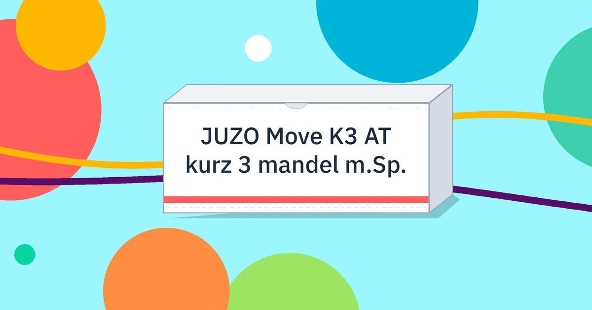 Symbolbild: Packung mit der Aufschrift JUZO Move K3 AT kurz 3 mandel m.Sp. (PZN 20683248) – Verfügbarkeit und Bezug in Apotheken in Frankfurt am Main