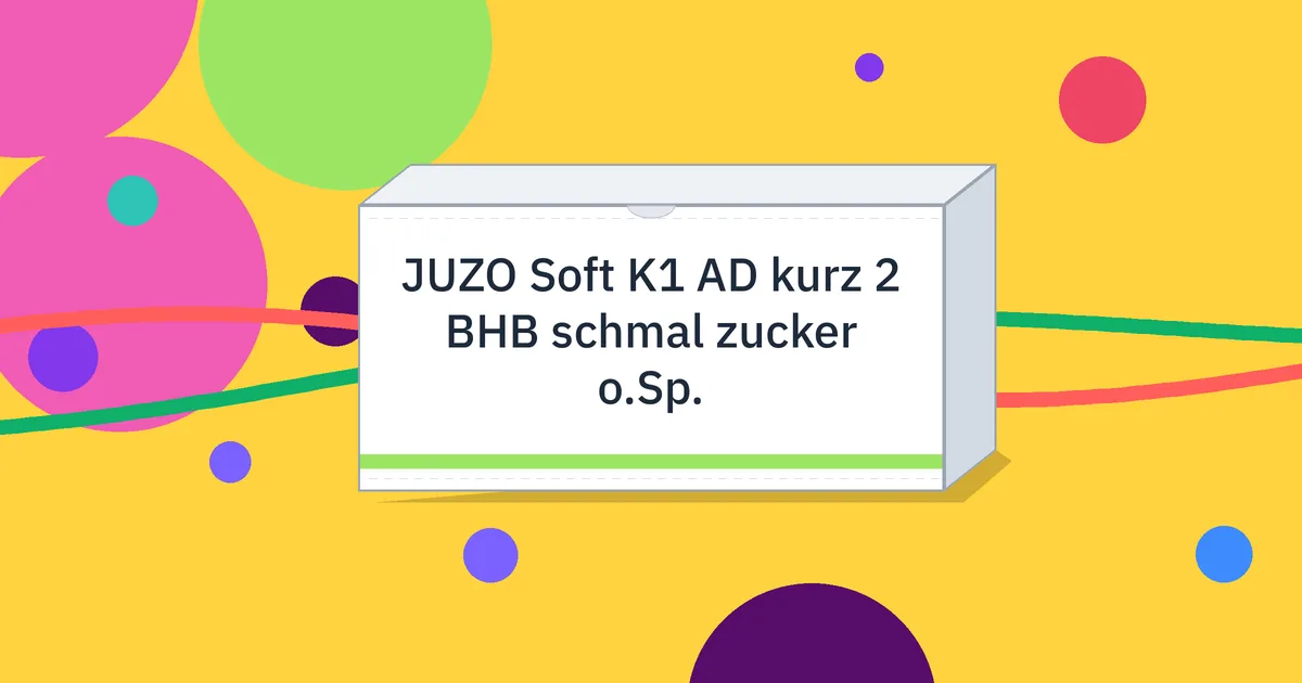 Symbolbild: Packung mit der Aufschrift JUZO Soft K1 AD kurz 2 BHB schmal zucker o.Sp. (PZN 15463421) – Verfügbarkeit und Bezug in Apotheken in Frankfurt am Main