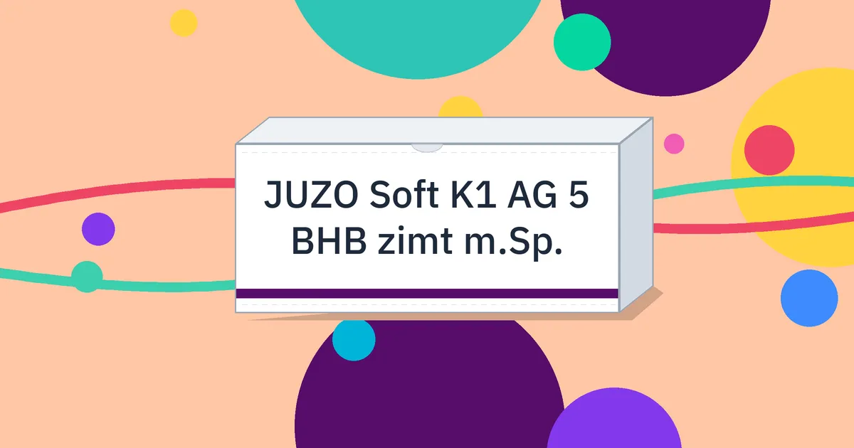 Symbolbild: Packung mit der Aufschrift JUZO Soft K1 AG 5 BHB zimt m.Sp. (PZN 14820764) – Verfügbarkeit und Bezug in Apotheken in Frankfurt am Main