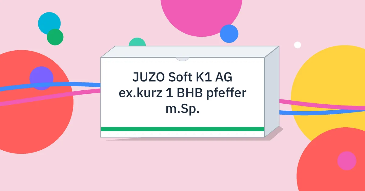 Symbolbild: Packung mit der Aufschrift JUZO Soft K1 AG ex.kurz 1 BHB pfeffer m.Sp. (PZN 14823308) – Verfügbarkeit und Bezug in Apotheken in Frankfurt am Main