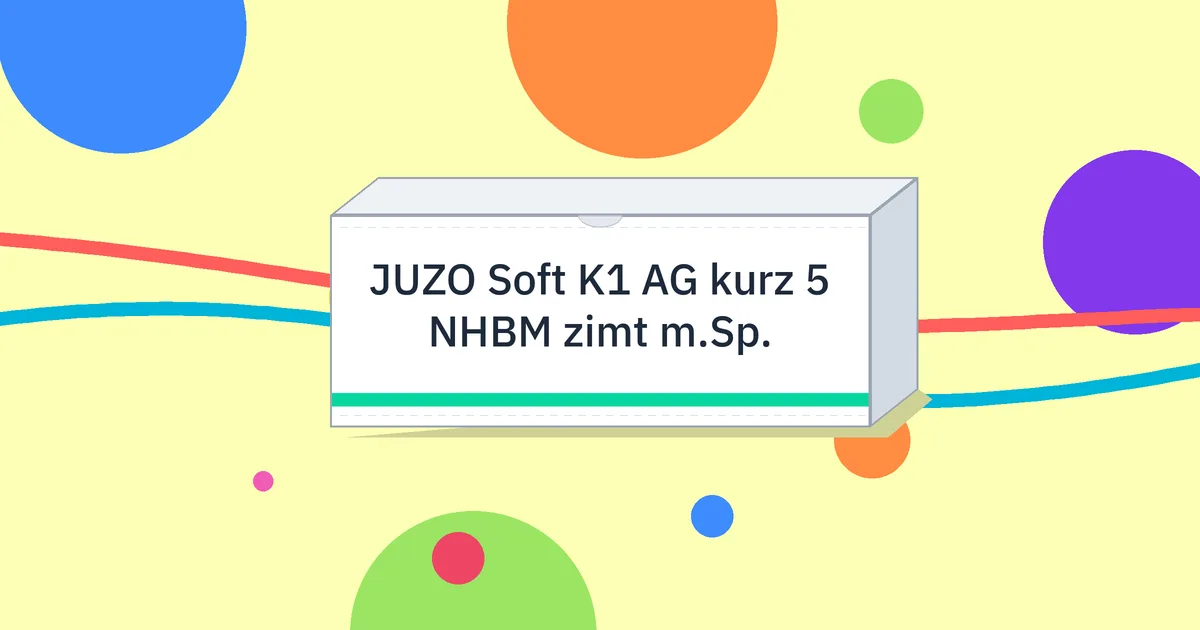 Symbolbild: Packung mit der Aufschrift JUZO Soft K1 AG kurz 5 NHBM zimt m.Sp. (PZN 15000201) – Verfügbarkeit und Bezug in Apotheken in Frankfurt am Main