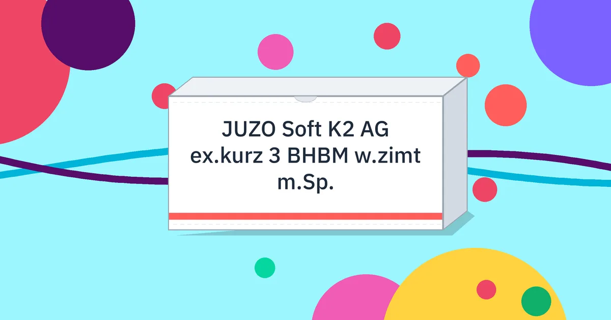Symbolbild: Packung mit der Aufschrift JUZO Soft K2 AG ex.kurz 3 BHBM w.zimt m.Sp. (PZN 14868044) – Verfügbarkeit und Bezug in Apotheken in Frankfurt am Main