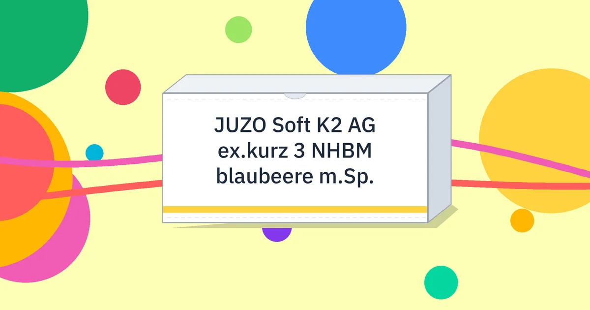 Symbolbild: Packung mit der Aufschrift JUZO Soft K2 AG ex.kurz 3 NHBM blaubeere m.Sp. (PZN 15021918) – Verfügbarkeit und Bezug in Apotheken in Frankfurt am Main