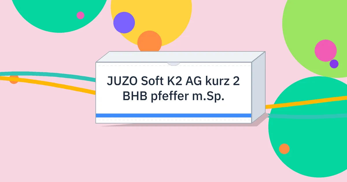 Symbolbild: Packung mit der Aufschrift JUZO Soft K2 AG kurz 2 BHB pfeffer m.Sp. (PZN 14825951) – Verfügbarkeit und Bezug in Apotheken in Frankfurt am Main