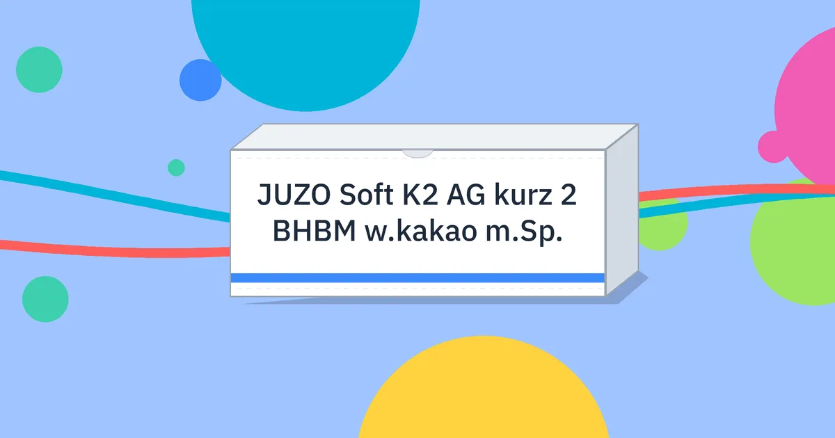 Symbolbild: Packung mit der Aufschrift JUZO Soft K2 AG kurz 2 BHBM w.kakao m.Sp. (PZN 14867808) – Verfügbarkeit und Bezug in Apotheken in Frankfurt am Main