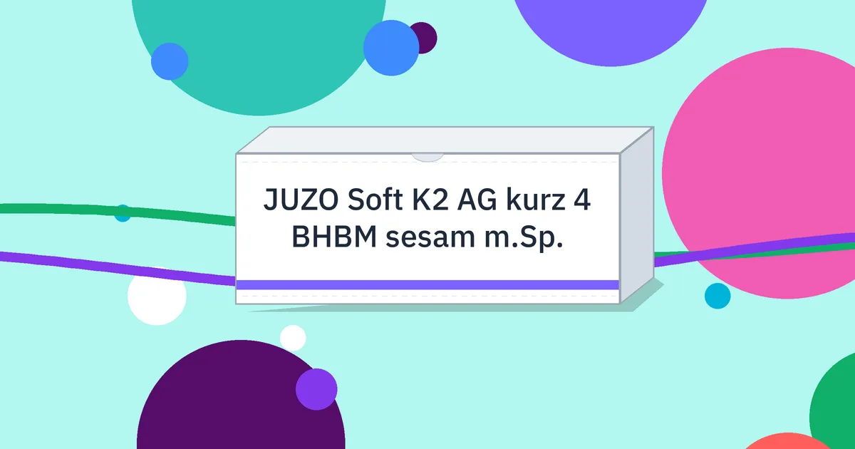 Symbolbild: Packung mit der Aufschrift JUZO Soft K2 AG kurz 4 BHBM sesam m.Sp. (PZN 14859559) – Verfügbarkeit und Bezug in Apotheken in Frankfurt am Main