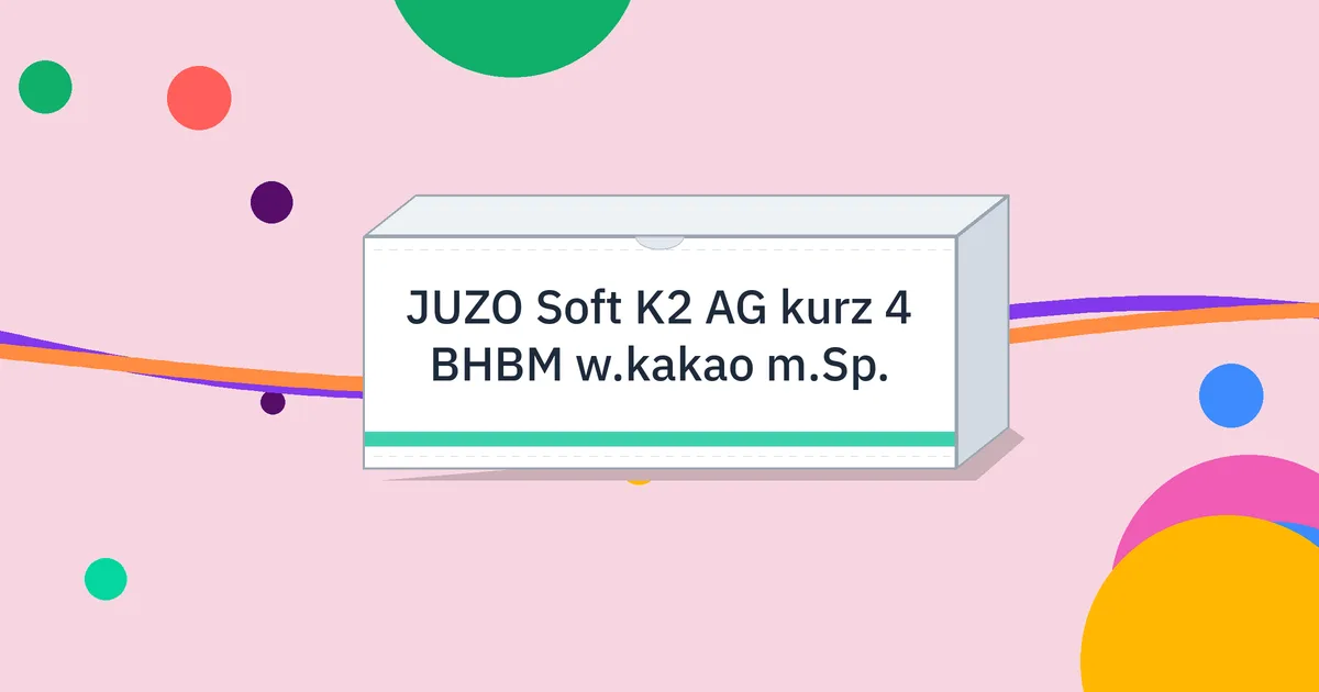 Symbolbild: Packung mit der Aufschrift JUZO Soft K2 AG kurz 4 BHBM w.kakao m.Sp. (PZN 14867820) – Verfügbarkeit und Bezug in Apotheken in Frankfurt am Main
