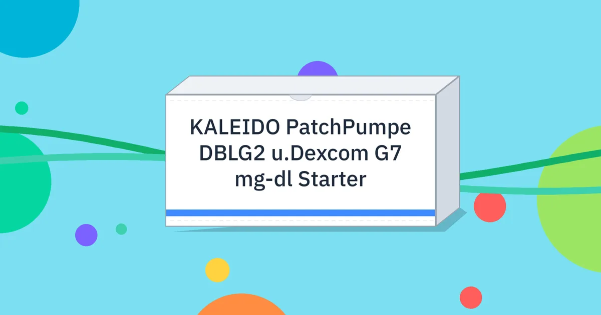 Symbolbild: Packung mit der Aufschrift KALEIDO PatchPumpe DBLG2 u.Dexcom G7 mg-dl Starter (PZN 20916327) – Verfügbarkeit und Bezug in Apotheken in Frankfurt am Main