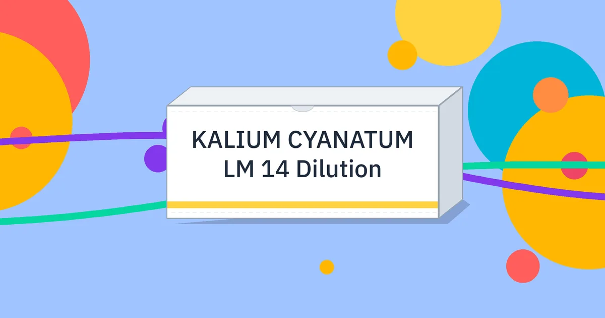 Symbolbild: Packung mit der Aufschrift KALIUM CYANATUM LM 14 Dilution (PZN 12920622) – Verfügbarkeit und Bezug in Apotheken in Frankfurt am Main
