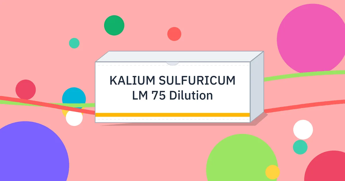 Symbolbild: Packung mit der Aufschrift KALIUM SULFURICUM LM 75 Dilution (PZN 12926530) – Verfügbarkeit und Bezug in Apotheken in Frankfurt am Main