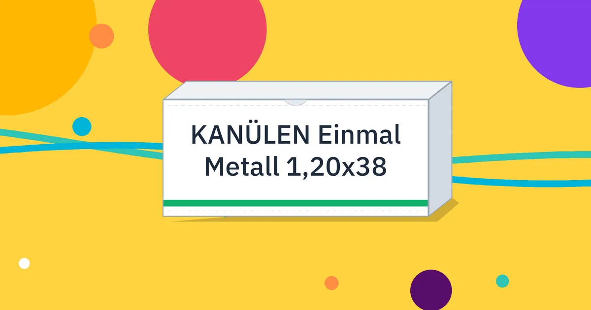 Symbolbild: Packung mit der Aufschrift KANÜLEN Einmal Metall 1,20x38 (PZN 01964786) – Verfügbarkeit und Bezug in Apotheken in Frankfurt am Main
