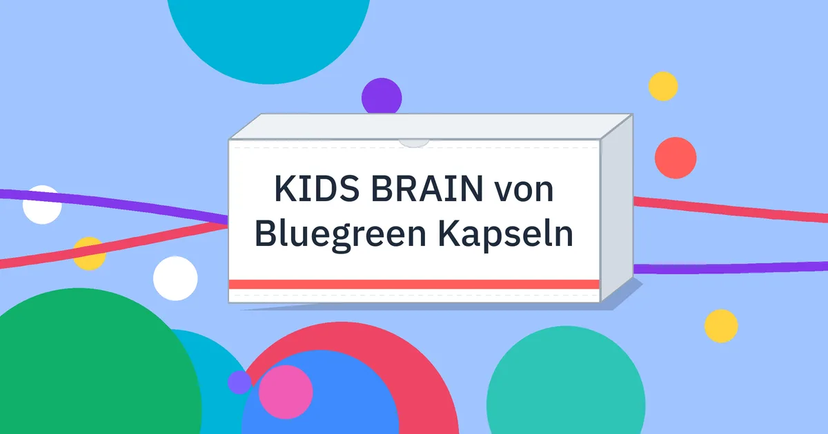 Symbolbild: Packung mit der Aufschrift KIDS BRAIN von Bluegreen Kapseln (PZN 13589709) – Verfügbarkeit und Bezug in Apotheken in Frankfurt am Main