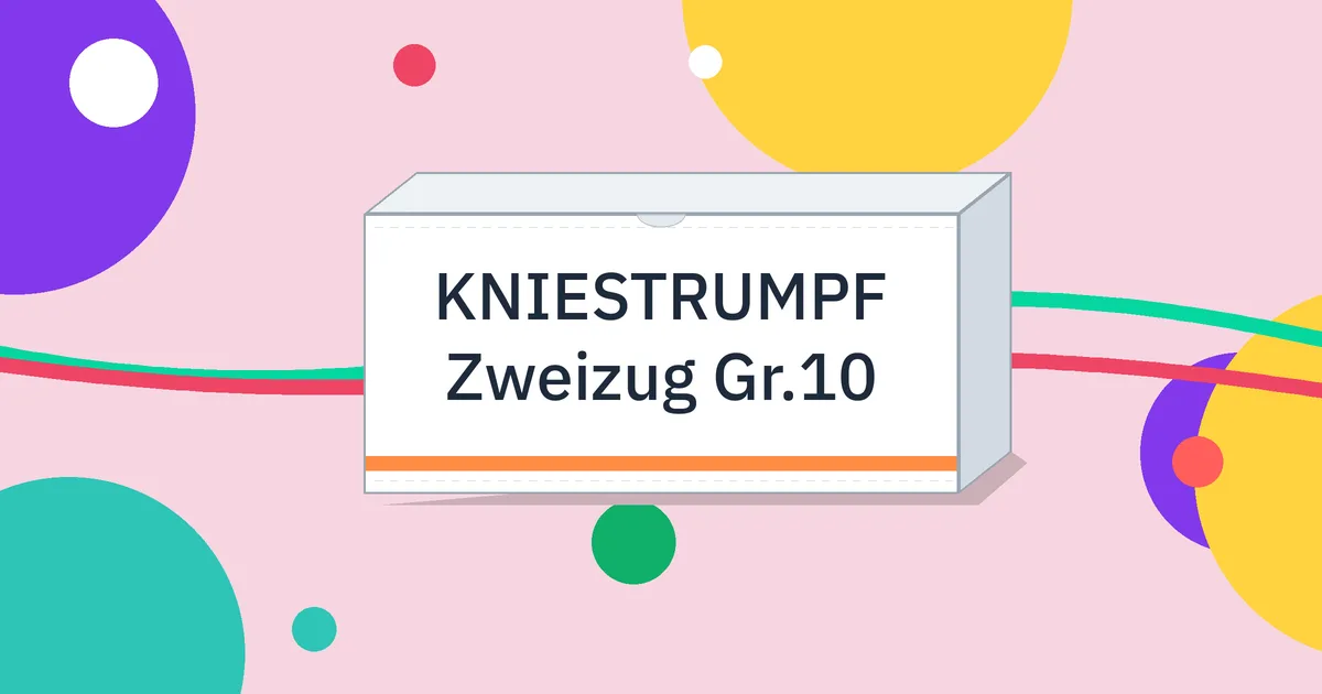 Symbolbild: Packung mit der Aufschrift KNIESTRUMPF Zweizug Gr.10 (PZN 01738191) – Verfügbarkeit und Bezug in Apotheken in Frankfurt am Main