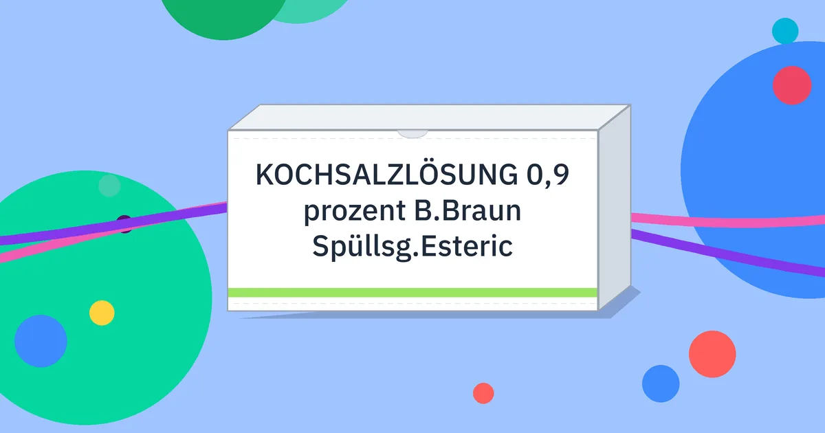 Symbolbild: Packung mit der Aufschrift KOCHSALZLÖSUNG 0,9 prozent B.Braun Spüllsg.Esteric (PZN 06063059) – Verfügbarkeit und Bezug in Apotheken in Frankfurt am Main