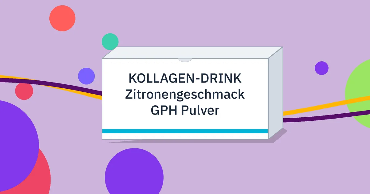 Symbolbild: Packung mit der Aufschrift KOLLAGEN-DRINK Zitronengeschmack GPH Pulver (PZN 19207175) – Verfügbarkeit und Bezug in Apotheken in Frankfurt am Main