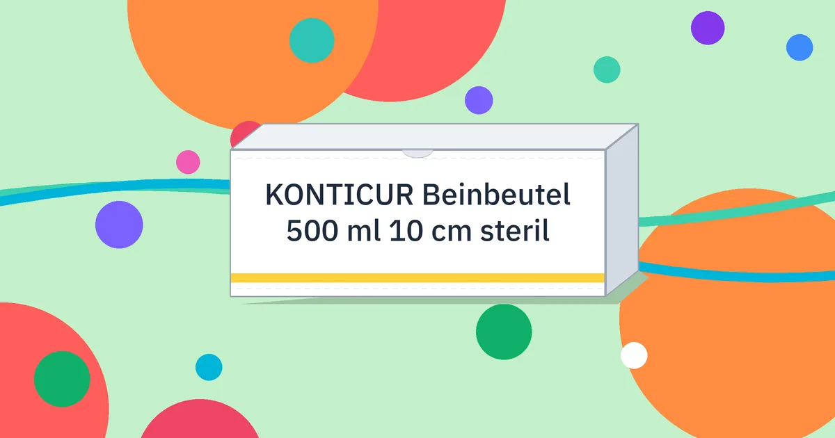 Symbolbild: Packung mit der Aufschrift KONTICUR Beinbeutel 500 ml 10 cm steril (PZN 18473041) – Verfügbarkeit und Bezug in Apotheken in Frankfurt am Main