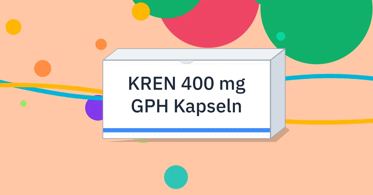 Symbolbild: Packung mit der Aufschrift KREN 400 mg GPH Kapseln (PZN 00129952) – Verfügbarkeit und Bezug in Apotheken in Frankfurt am Main