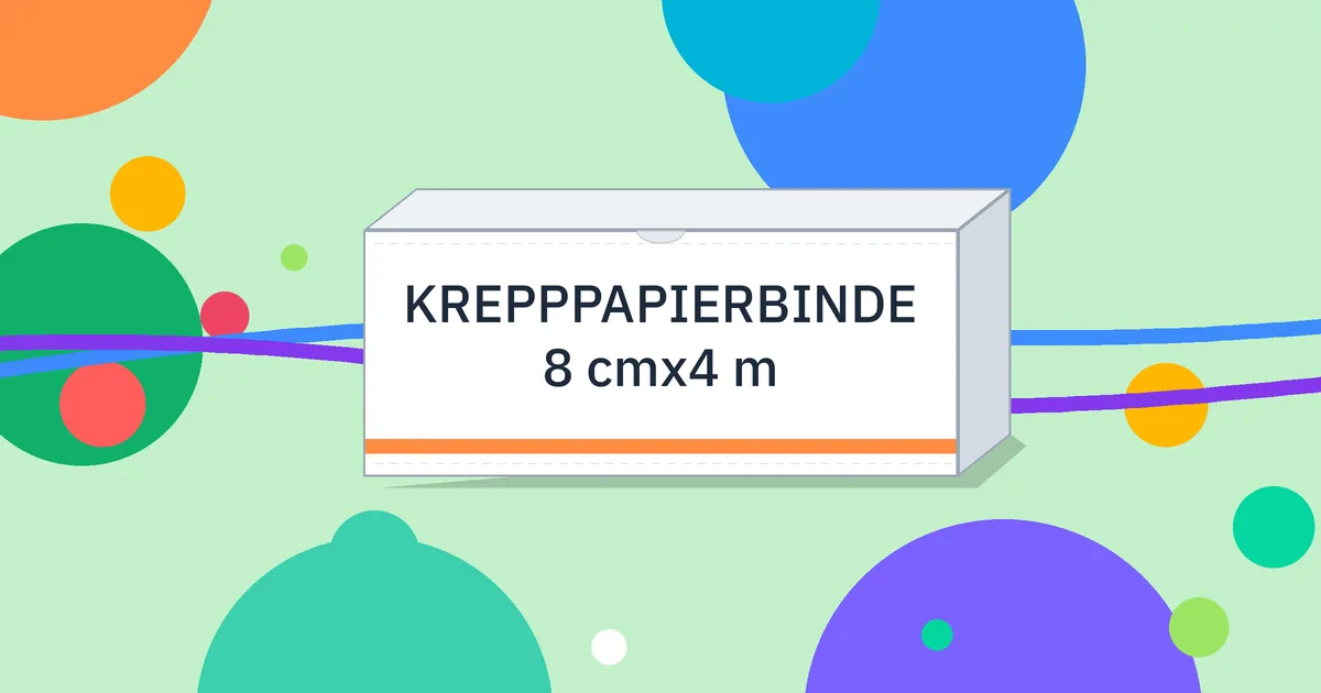 Symbolbild: Packung mit der Aufschrift KREPPPAPIERBINDE 8 cmx4 m (PZN 01720570) – Verfügbarkeit und Bezug in Apotheken in Frankfurt am Main