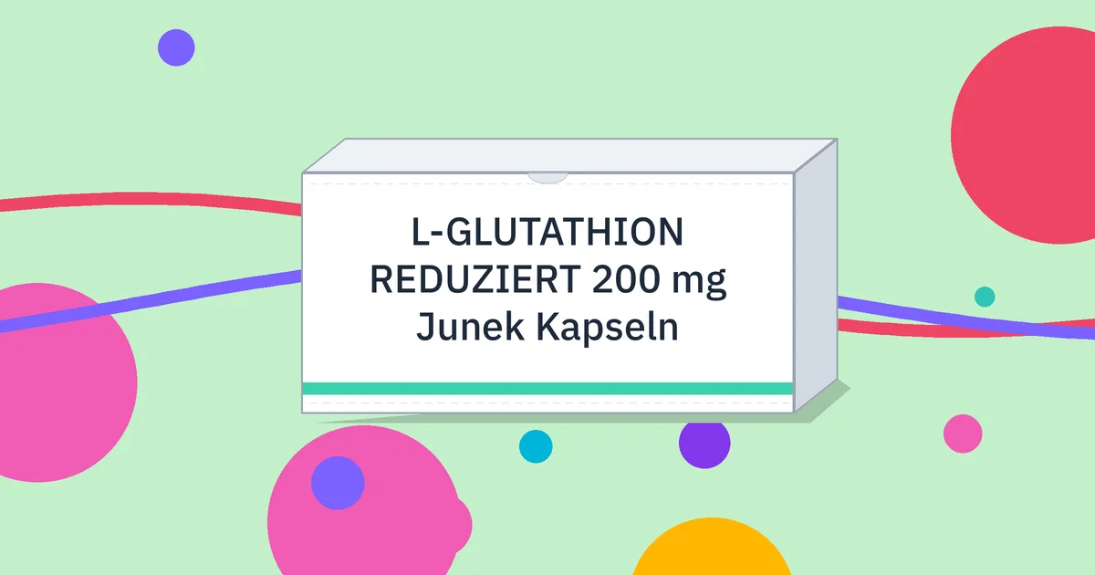 Symbolbild: Packung mit der Aufschrift L-GLUTATHION REDUZIERT 200 mg Junek Kapseln (PZN 09786166) – Verfügbarkeit und Bezug in Apotheken in Frankfurt am Main