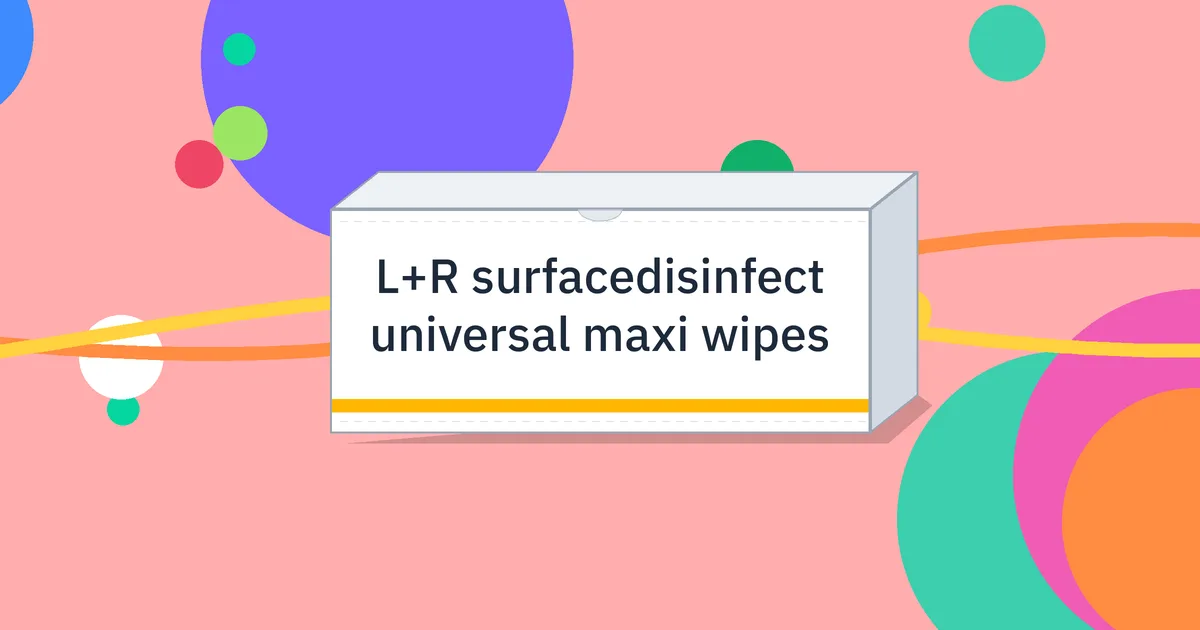 Symbolbild: Packung mit der Aufschrift L+R surfacedisinfect universal maxi wipes (PZN 12370297) – Verfügbarkeit und Bezug in Apotheken in Frankfurt am Main