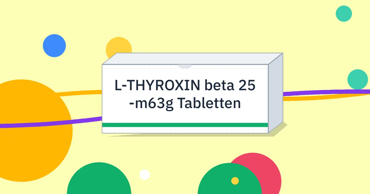 Symbolbild: Packung mit der Aufschrift L-THYROXIN beta 25 -m63g Tabletten (PZN 02133900) – Verfügbarkeit und Bezug in Apotheken in Frankfurt am Main