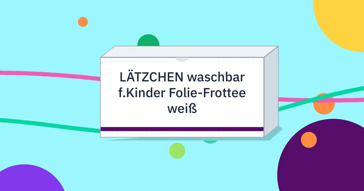 Symbolbild: Packung mit der Aufschrift LÄTZCHEN waschbar f.Kinder Folie-Frottee weiß (PZN 12482300) – Verfügbarkeit und Bezug in Apotheken in Frankfurt am Main