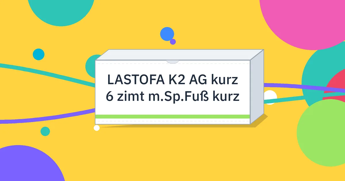 Symbolbild: Packung mit der Aufschrift LASTOFA K2 AG kurz 6 zimt m.Sp.Fuß kurz (PZN 13807394) – Verfügbarkeit und Bezug in Apotheken in Frankfurt am Main