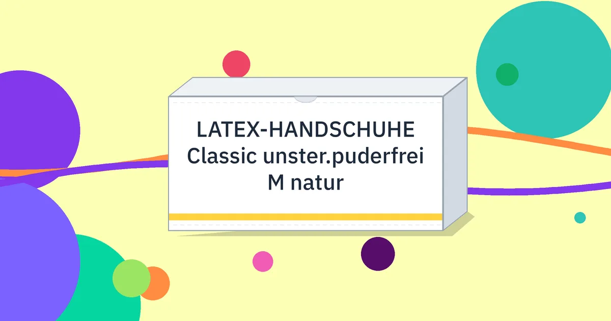 Symbolbild: Packung mit der Aufschrift LATEX-HANDSCHUHE Classic unster.puderfrei M natur (PZN 10414429) – Verfügbarkeit und Bezug in Apotheken in Frankfurt am Main