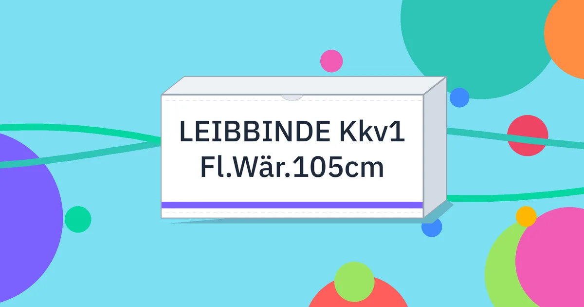 Symbolbild: Packung mit der Aufschrift LEIBBINDE Kkv1 Fl.Wär.105cm (PZN 01731579) – Verfügbarkeit und Bezug in Apotheken in Frankfurt am Main