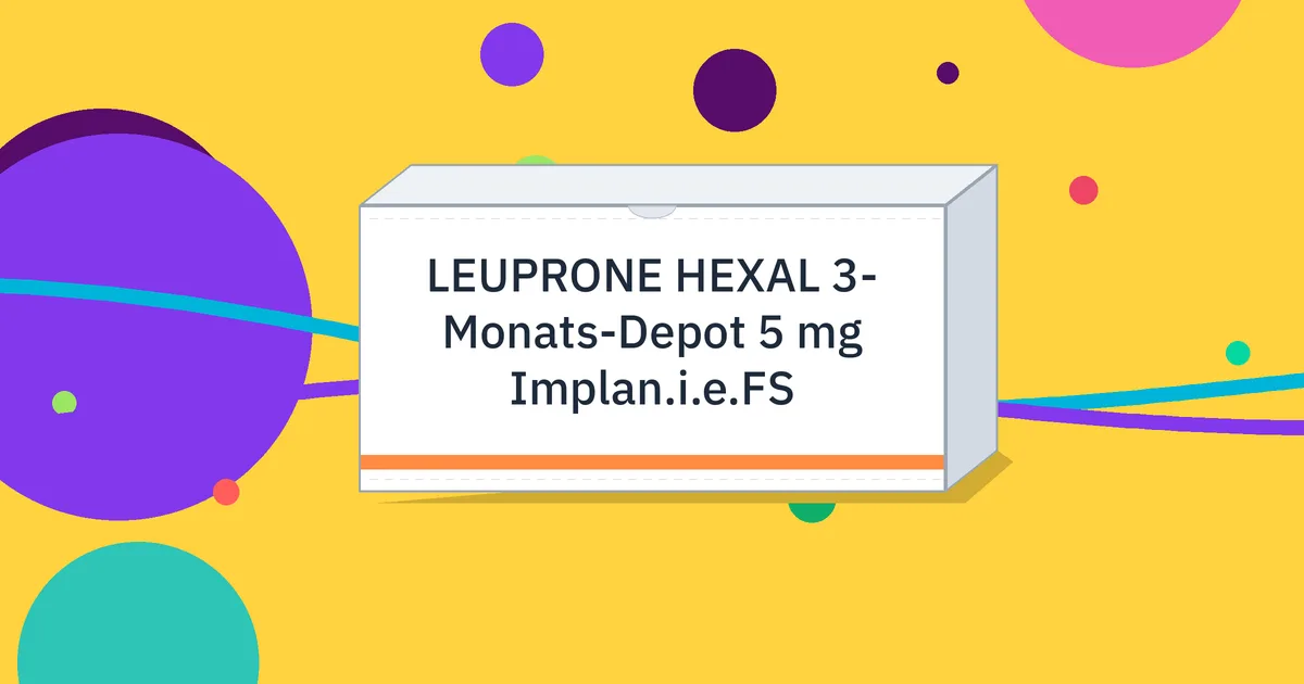 Symbolbild: Packung mit der Aufschrift LEUPRONE HEXAL 3-Monats-Depot 5 mg Implan.i.e.FS (PZN 19301394) – Verfügbarkeit und Bezug in Apotheken in Frankfurt am Main