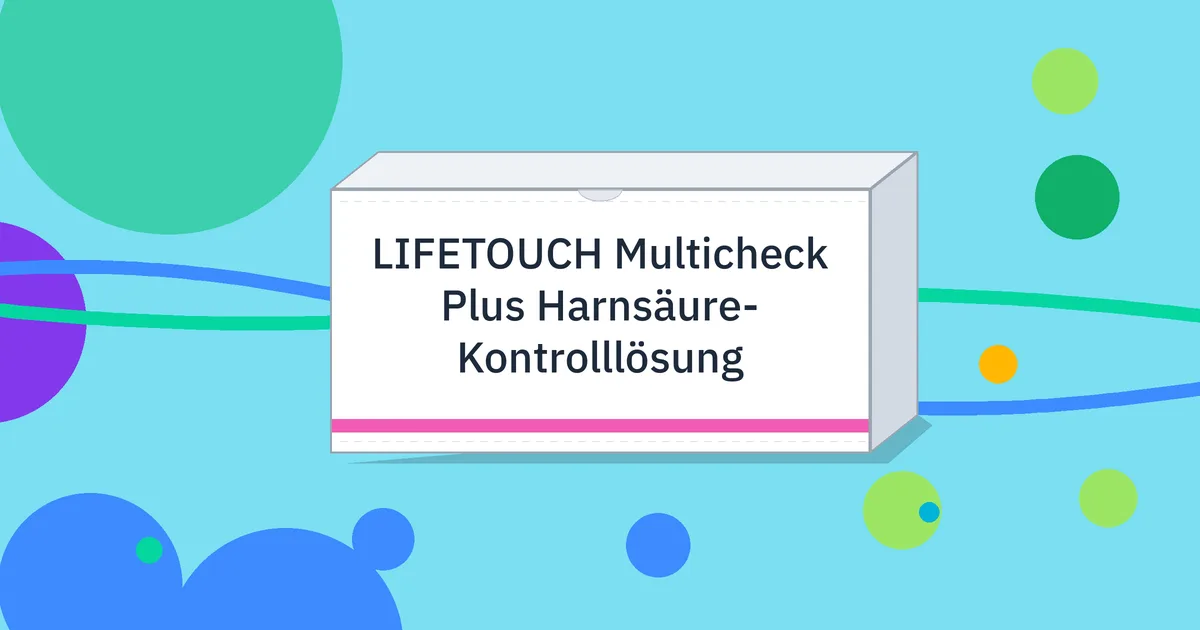 Symbolbild: Packung mit der Aufschrift LIFETOUCH Multicheck Plus Harnsäure-Kontrolllösung (PZN 20687329) – Verfügbarkeit und Bezug in Apotheken in Frankfurt am Main