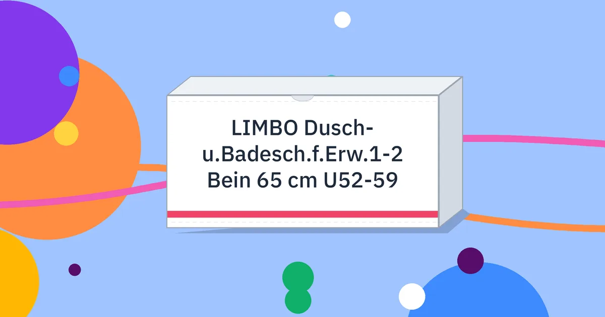 Symbolbild: Packung mit der Aufschrift LIMBO Dusch-u.Badesch.f.Erw.1-2 Bein 65 cm U52-59 (PZN 14313211) – Verfügbarkeit und Bezug in Apotheken in Frankfurt am Main