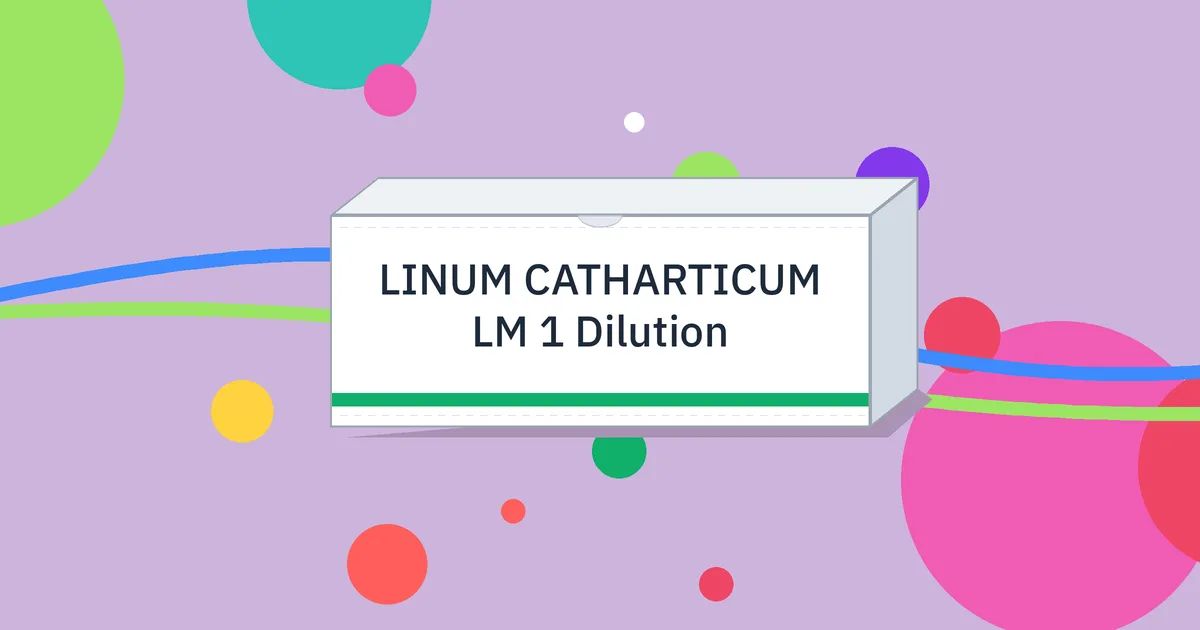 Symbolbild: Packung mit der Aufschrift LINUM CATHARTICUM LM 1 Dilution (PZN 13529966) – Verfügbarkeit und Bezug in Apotheken in Frankfurt am Main