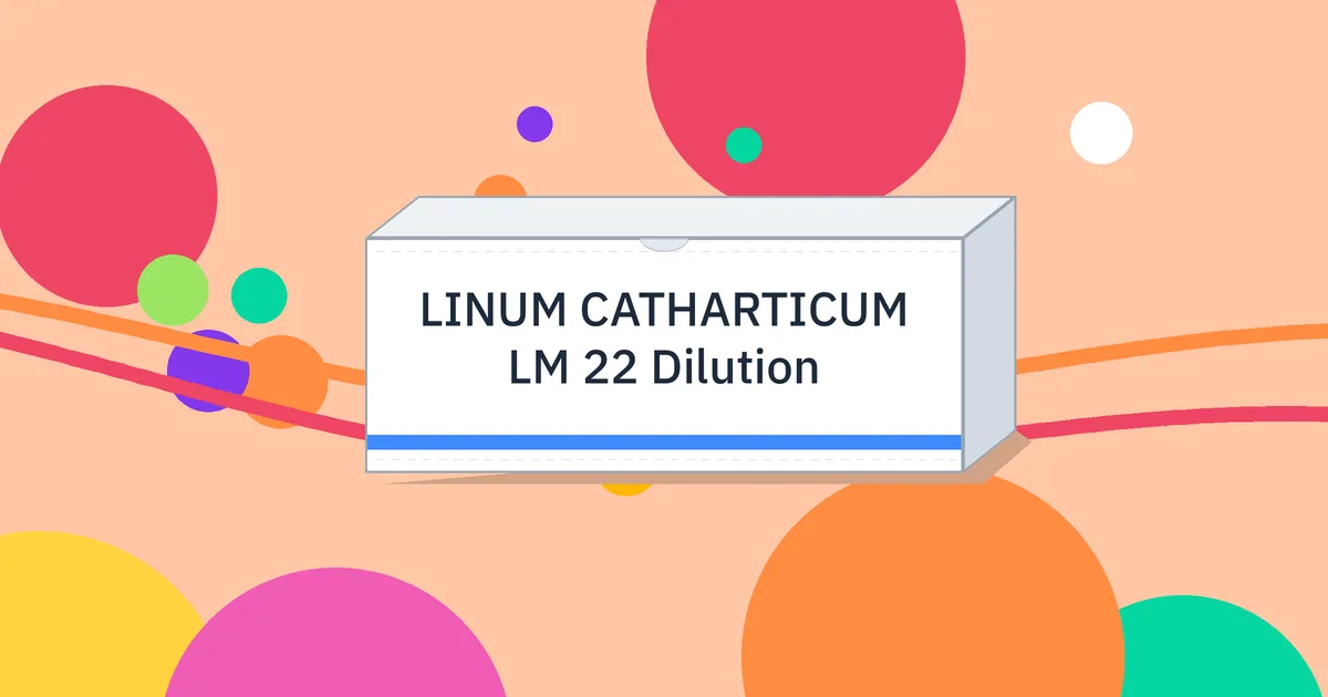 Symbolbild: Packung mit der Aufschrift LINUM CATHARTICUM LM 22 Dilution (PZN 13530225) – Verfügbarkeit und Bezug in Apotheken in Frankfurt am Main
