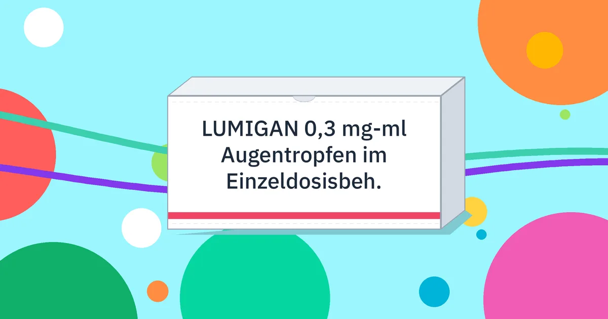 Symbolbild: Packung mit der Aufschrift LUMIGAN 0,3 mg-ml Augentropfen im Einzeldosisbeh. (PZN 17558516) – Verfügbarkeit und Bezug in Apotheken in Frankfurt am Main