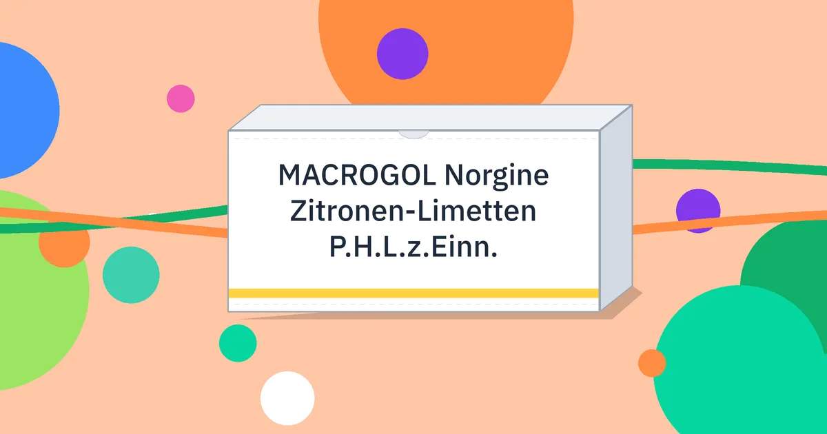 Symbolbild: Packung mit der Aufschrift MACROGOL Norgine Zitronen-Limetten P.H.L.z.Einn. (PZN 19340796) – Verfügbarkeit und Bezug in Apotheken in Frankfurt am Main