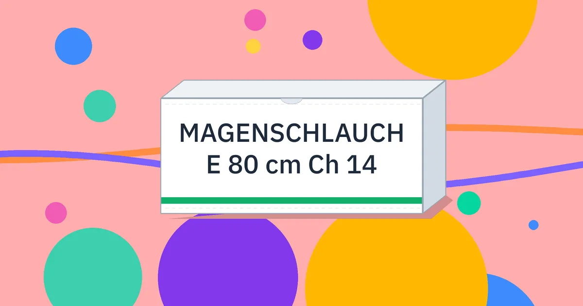 Symbolbild: Packung mit der Aufschrift MAGENSCHLAUCH E 80 cm Ch 14 (PZN 02442156) – Verfügbarkeit und Bezug in Apotheken in Frankfurt am Main