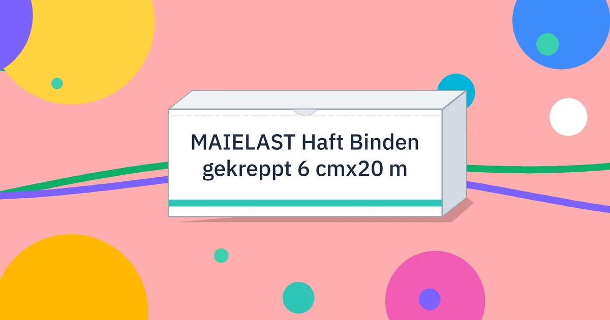 Symbolbild: Packung mit der Aufschrift MAIELAST Haft Binden gekreppt 6 cmx20 m (PZN 08889272) – Verfügbarkeit und Bezug in Apotheken in Frankfurt am Main