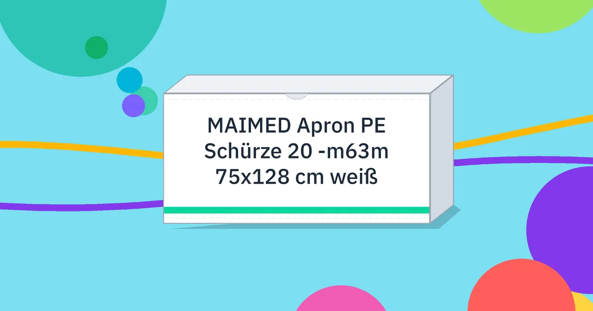 Symbolbild: Packung mit der Aufschrift MAIMED Apron PE Schürze 20 -m63m 75x128 cm weiß (PZN 06113923) – Verfügbarkeit und Bezug in Apotheken in Frankfurt am Main