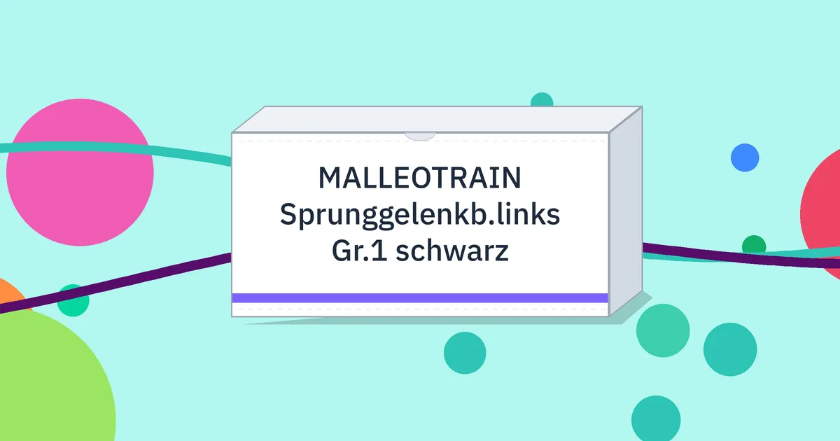 Symbolbild: Packung mit der Aufschrift MALLEOTRAIN Sprunggelenkb.links Gr.1 schwarz (PZN 07551393) – Verfügbarkeit und Bezug in Apotheken in Frankfurt am Main