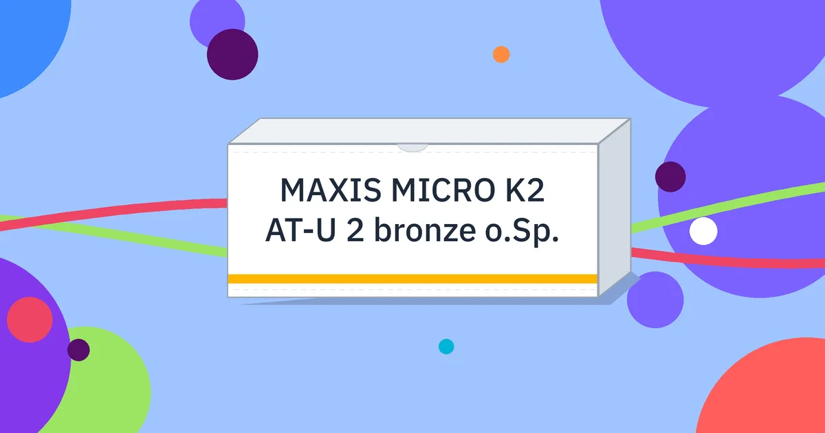Symbolbild: Packung mit der Aufschrift MAXIS MICRO K2 AT-U 2 bronze o.Sp. (PZN 17673111) – Verfügbarkeit und Bezug in Apotheken in Frankfurt am Main