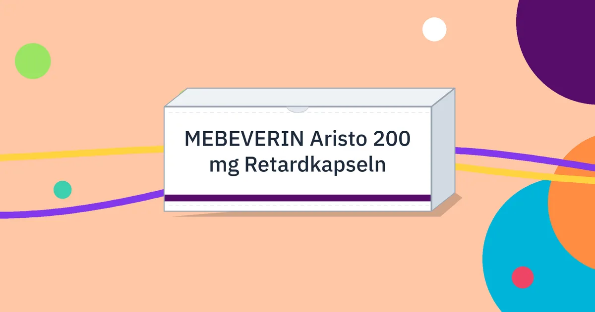 Symbolbild: Packung mit der Aufschrift MEBEVERIN Aristo 200 mg Retardkapseln (PZN 15736379) – Verfügbarkeit und Bezug in Apotheken in Frankfurt am Main