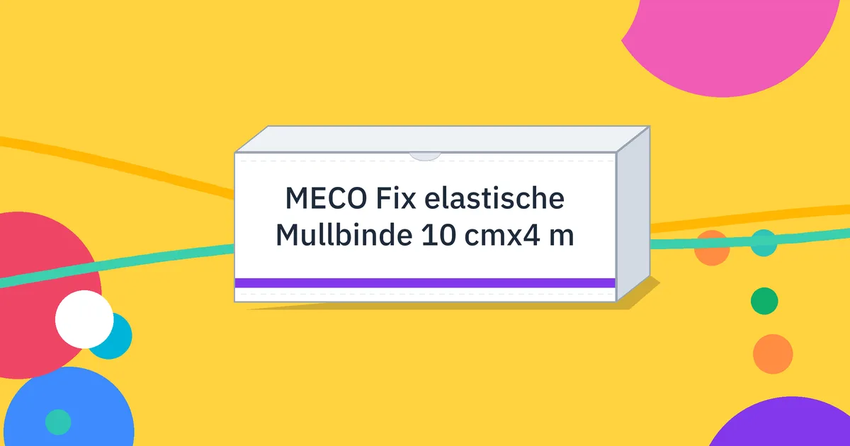 Symbolbild: Packung mit der Aufschrift MECO Fix elastische Mullbinde 10 cmx4 m (PZN 20084884) – Verfügbarkeit und Bezug in Apotheken in Frankfurt am Main