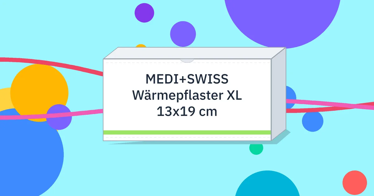 Symbolbild: Packung mit der Aufschrift MEDI+SWISS Wärmepflaster XL 13x19 cm (PZN 16907245) – Verfügbarkeit und Bezug in Apotheken in Frankfurt am Main