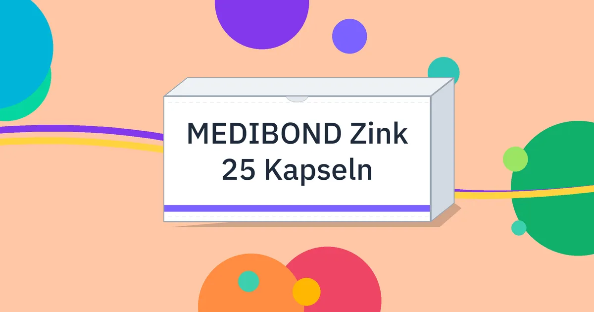 Symbolbild: Packung mit der Aufschrift MEDIBOND Zink 25 Kapseln (PZN 16023256) – Verfügbarkeit und Bezug in Apotheken in Frankfurt am Main