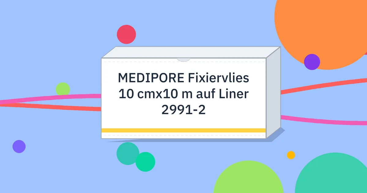 Symbolbild: Packung mit der Aufschrift MEDIPORE Fixiervlies 10 cmx10 m auf Liner 2991-2 (PZN 19194768) – Verfügbarkeit und Bezug in Apotheken in Frankfurt am Main