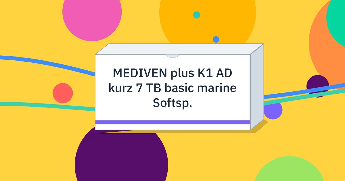 Symbolbild: Packung mit der Aufschrift MEDIVEN plus K1 AD kurz 7 TB basic marine Softsp. (PZN 15044954) – Verfügbarkeit und Bezug in Apotheken in Frankfurt am Main