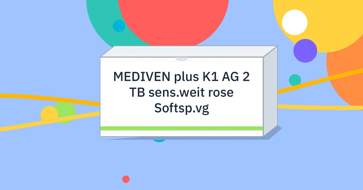 Symbolbild: Packung mit der Aufschrift MEDIVEN plus K1 AG 2 TB sens.weit rose Softsp.vg (PZN 15065436) – Verfügbarkeit und Bezug in Apotheken in Frankfurt am Main