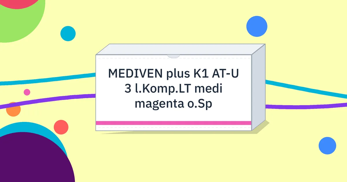 Symbolbild: Packung mit der Aufschrift MEDIVEN plus K1 AT-U 3 l.Komp.LT medi magenta o.Sp (PZN 15033382) – Verfügbarkeit und Bezug in Apotheken in Frankfurt am Main